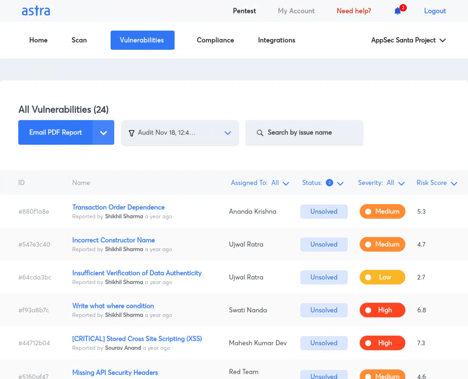 Astra Security - Automated Scanner and Pentest Platform